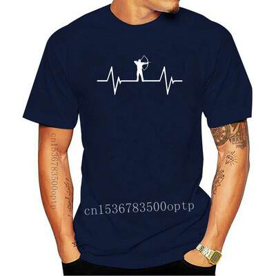New Men's fashion T-shirt Archery Heartbeat Short Sleeve Arc
