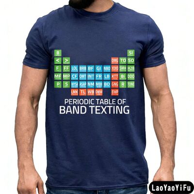 Periodic Table of Band Texting T-Shirt Casual Fashion Summer