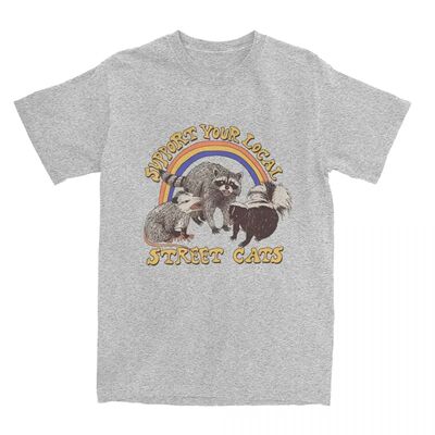 Street Cats Men's T-Shirt Humorous raccoon Women T-shirt Cot