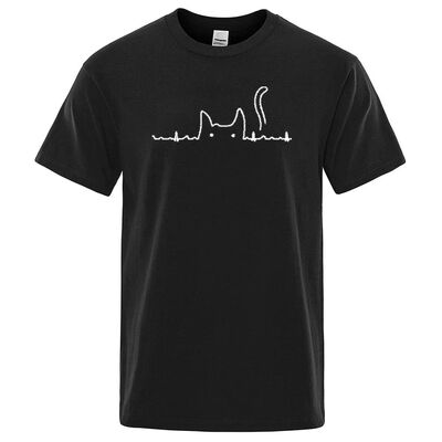 FP Cartoons Men Women T Shirts Cat Cute Pritned Cotton O-Nec