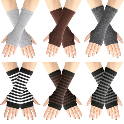 Striped sleeves, children's fingerless arm sleeves, thin sec