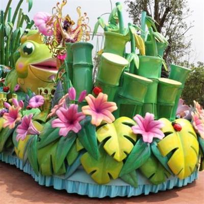 巡游花车自贡市室外方特园林游乐园场所玻璃钢彩船美陈制作户外