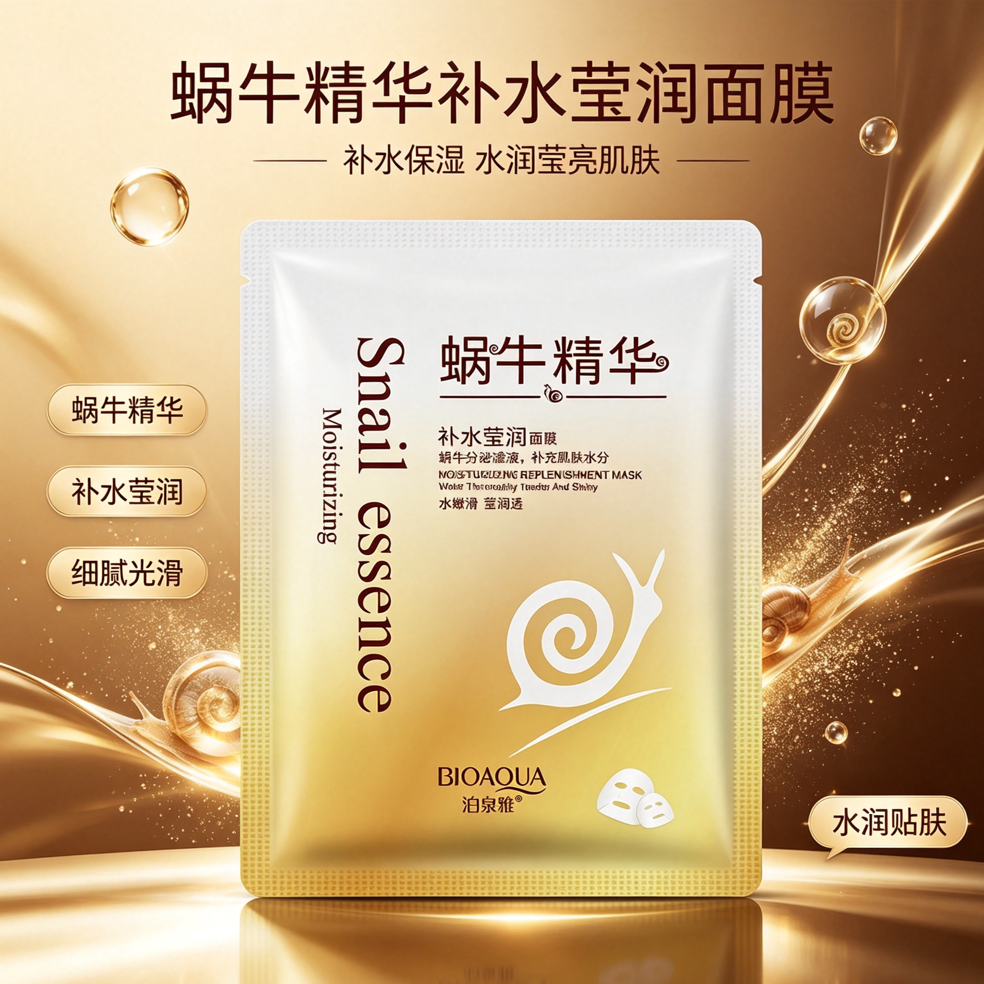 蜗牛原液莹润面膜 补水保湿收缩毛孔舒缓肌肤学生平价面部护肤