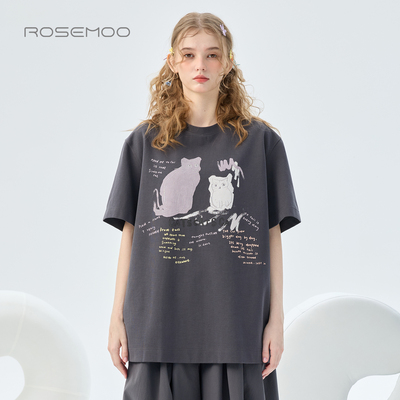 ROSEMOO/容子木26秋【商场同款】圆领印花T恤套头上衣RWM3TC235B