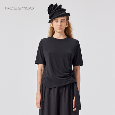 ROSEMOO/容子木25夏商场同款双面垂顺面料中袖套头上衣RSS2TP130A