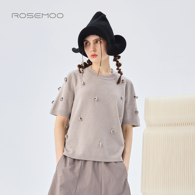 容子木ROSEMOO26春【商场同款】软糯短袖毛织套头上衣RWM1TP126A