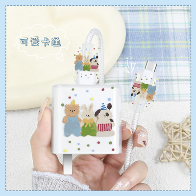 充电器数据线保护套透明印花新款