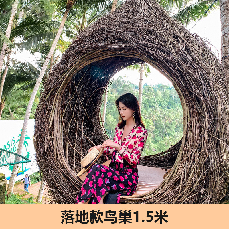 户外创意网红鸟巢打卡景观雕塑秋千摆件美陈装置拍照道具大型装饰