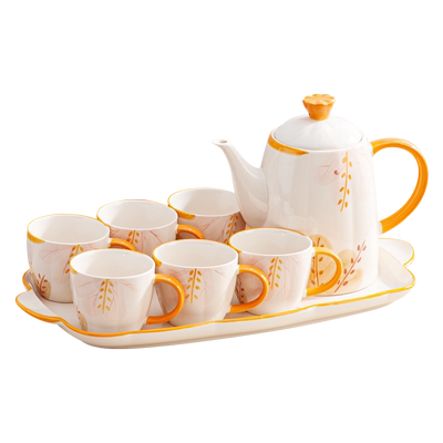 家用中式釉下彩陶瓷茶壶茶具套装