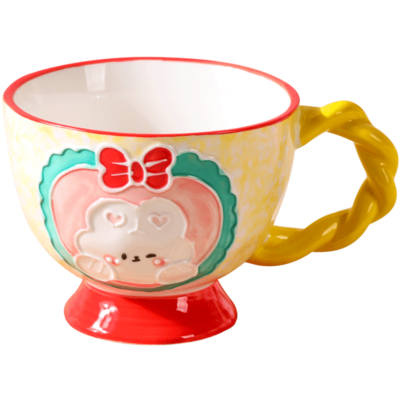 陶瓷小清新可爱带盖带勺马克杯