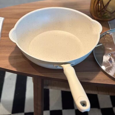 28cm30平底炒锅麦饭石不沾锅电磁炉燃气专用炒锅家用煎炒加深