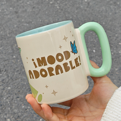 食魔师可爱卡通陶瓷马克杯尾货清仓处理家用水泵创意咖啡杯 330ML