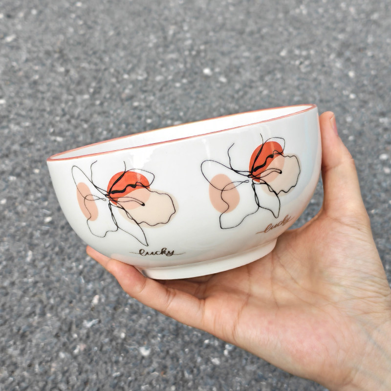 食魔师家用简约风格陶瓷米饭碗尾货清仓处理早餐碗汤面碗 5.5英寸