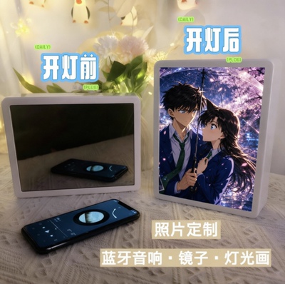 镜子灯光画名侦探柯南周边创意生日礼物二次元卧室摆件小夜灯摆件