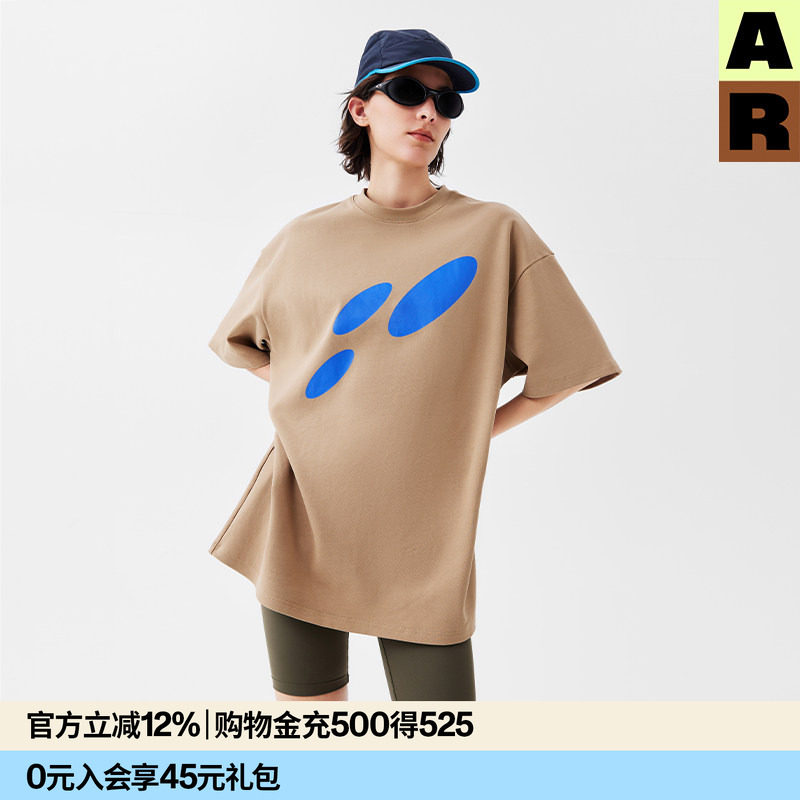 AR【律动节奏】T恤2026新款春季长款短袖休闲居家宽松慵懒风上衣
