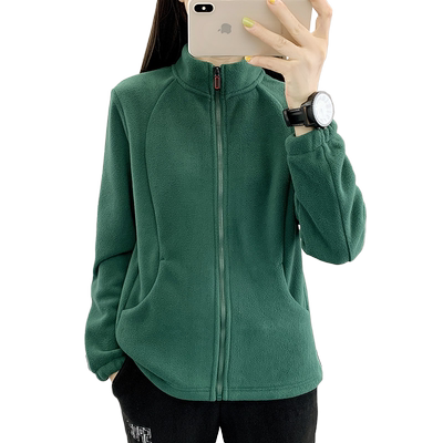 户外运动抓绒衣女式加绒保暖立领开衫冲锋衣内胆摇粒绒春秋冬外套