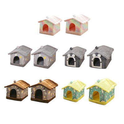Foldable Dog House Kennel Bed Mat Pet House Soft Plush Warm