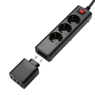 4 USB Ports Power Strip Socket HUB Split Extension Patch Boa