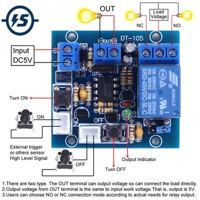 DC 5V Bistable Switch Controller Dual Button ON/OFF Relay Mo