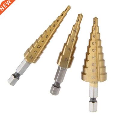 3PCS HSS Straight Groove Step Drill Bit 3-12mm 4-12mm 4-20mm