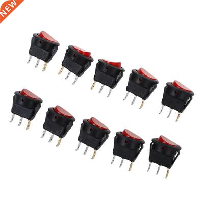 10pcs Red Light ON-OFF SPST Round Rocker Switch 6A/250V 10A/
