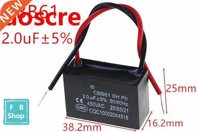 1pcs CBB61 2uF 450VAC starting capacitance AC Fan Capacitor