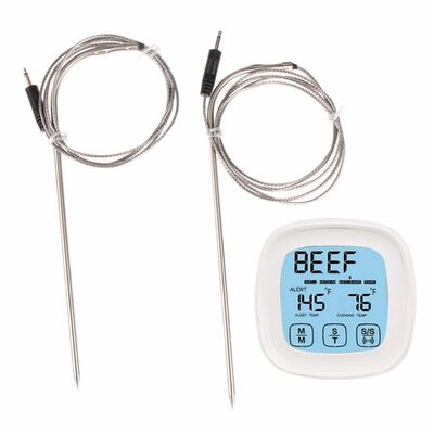 2 Probes Touchscreen Oven Meat Thermometer and Timer Grill K