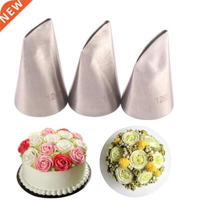 #124K#125K#126K 3pcs Rose Pastry Nozzles Stanless Steel Noz