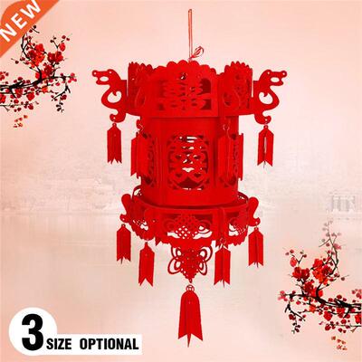 Red Chinese Hanging Lantern Good Luck Knots Tassels Auspicio