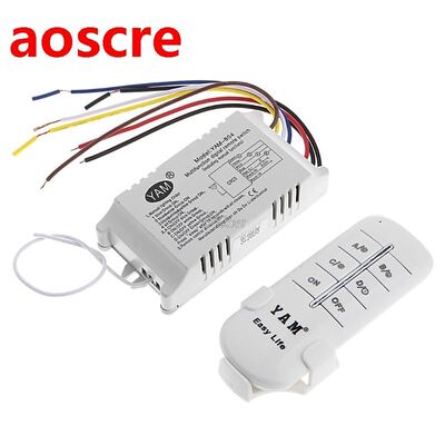 220V 1/2/3/4 Ways Wireless ON/OFF Lamp Remote Control Switch
