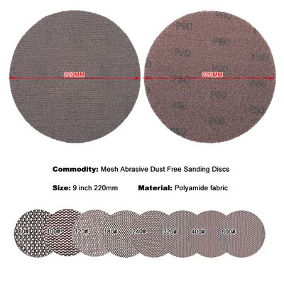 10pcs 9Inch 220mm Mesh Grip Discs Dust Free Grid Line Abrasi