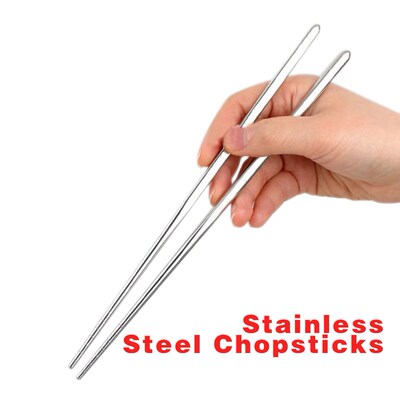 1 Pair Stainless Steel Chopsticks Non-slip Reusable Chopstic