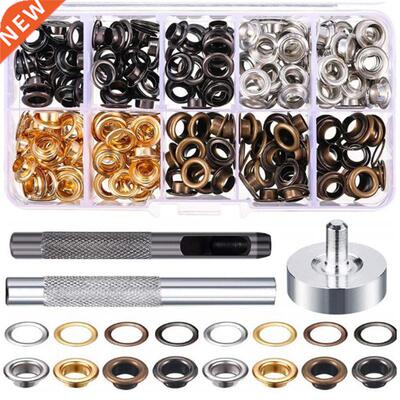 200 Set 6 mm Metal Grommets Eyelets Kit with a Base and Punc