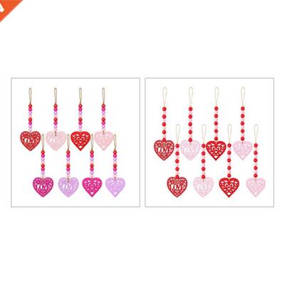 8 Pcs/Set Exquisite Beads Garlands Ornaments Wooden Heart Em