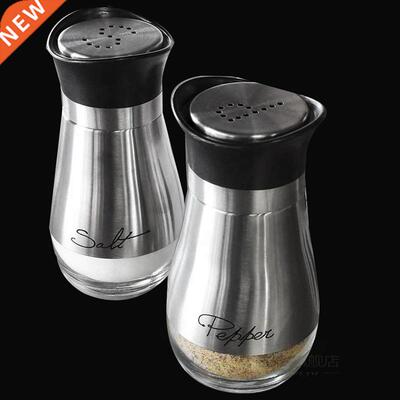 Salt and Pepper Shakers Set - High Grade Stainless Steel wit