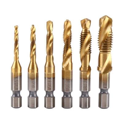 6pcs/set 1/4 Hex Shank Drill Bit HSS Screw Tap Drill Bits Si