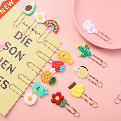 10 pcs/lot Cute Cartoon Fruit Animals Mini Paper Clips Bookm