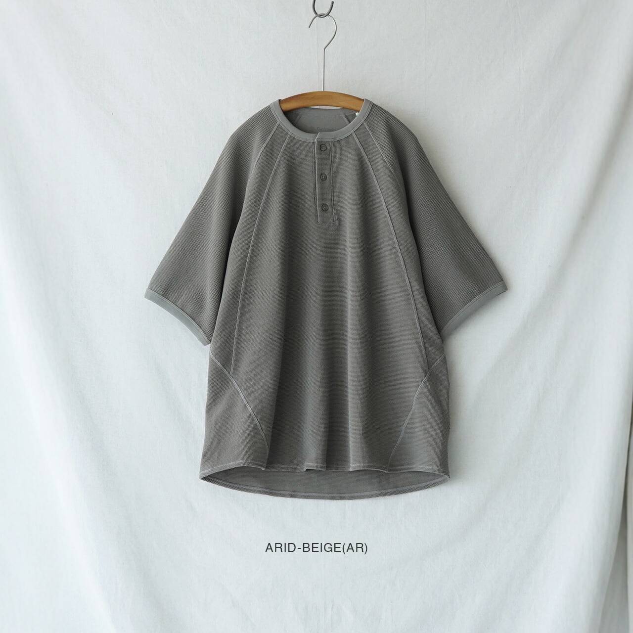 【NextVogue】Goldwin Mesh WF Actinoid宽松华夫格亨利领短袖T恤