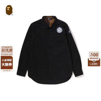 猿人胡子字母徽标长袖衬衫