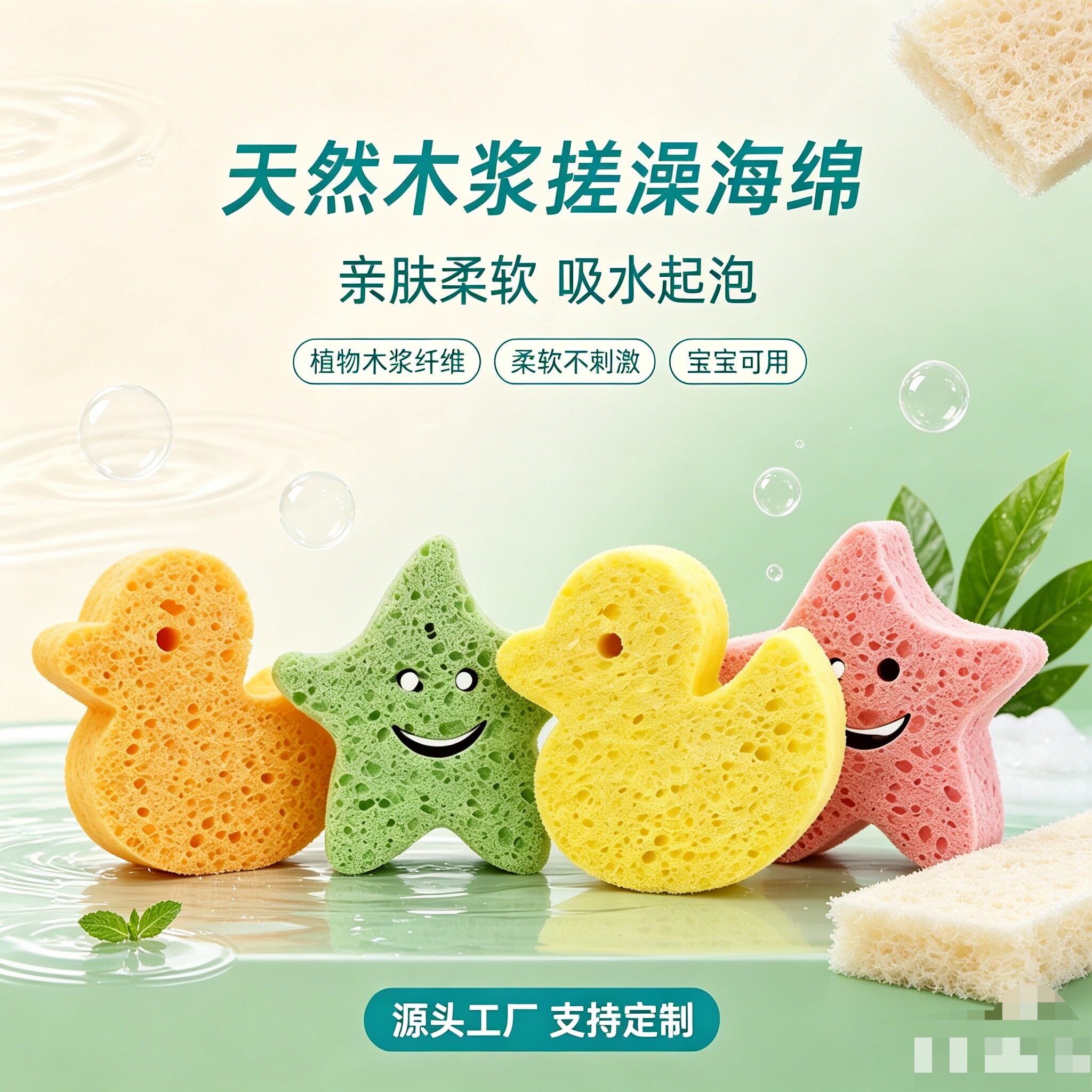 宝宝洗澡海绵搓澡神器婴儿童新生儿沐浴棉软搓灰泥可爱卡通搓澡巾