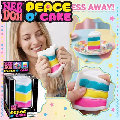 NeeDoh PEACE O' CAKE Squishy Toy NEE DOH Rainbow Cake Stress