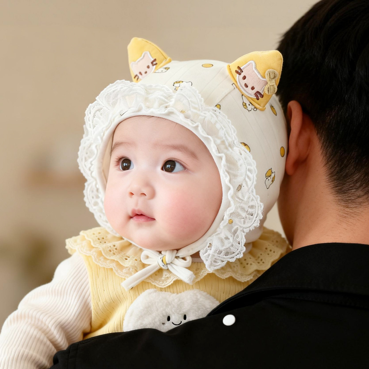 婴儿帽子春秋季宝宝女胎帽婴幼儿护耳帽初生护囟门帽包头帽秋冬天