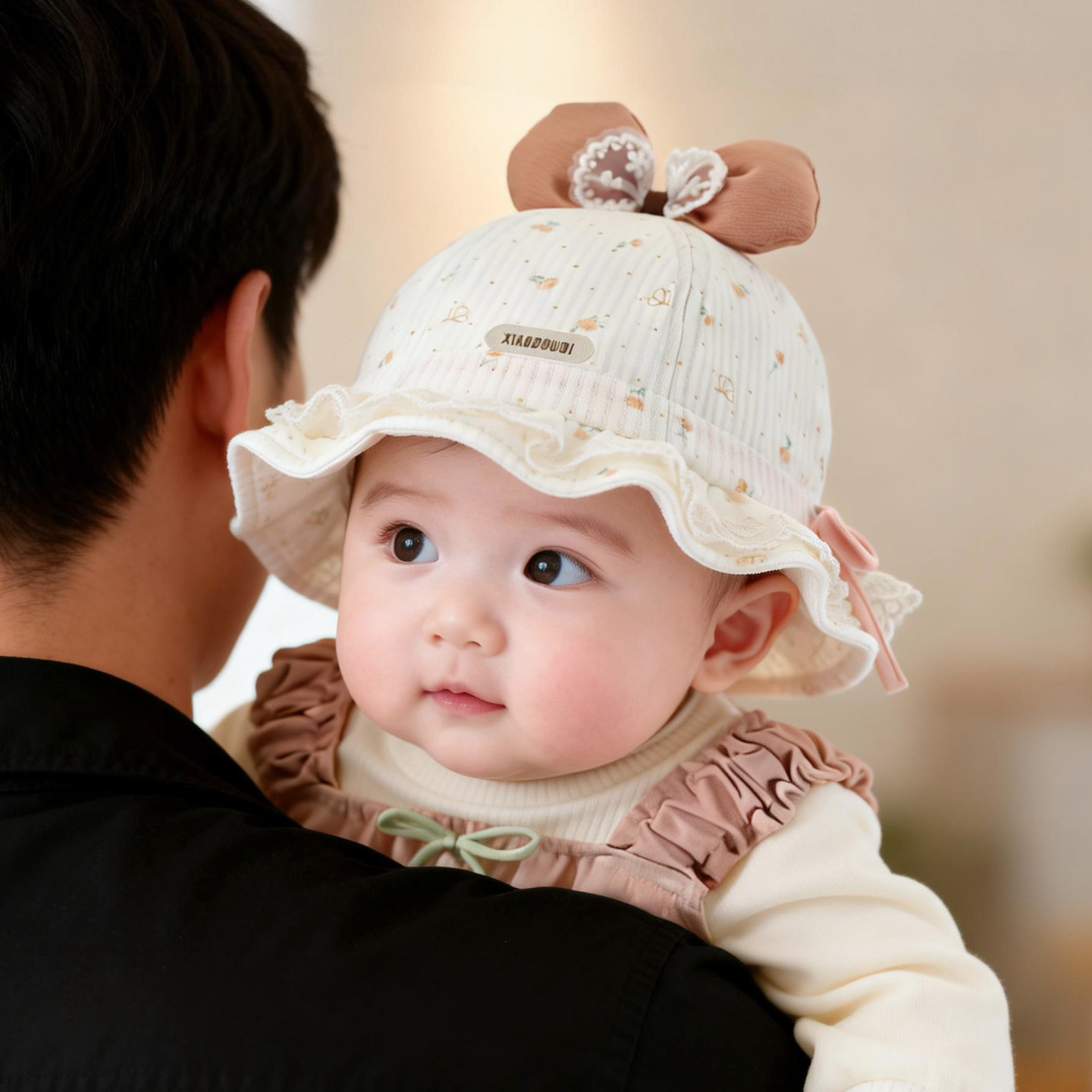 婴儿帽子春秋季宝宝遮阳帽防晒帽女洋气渔夫帽外出太阳帽儿童新款