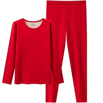 大红色德绒保暖内衣男女兔年冬季