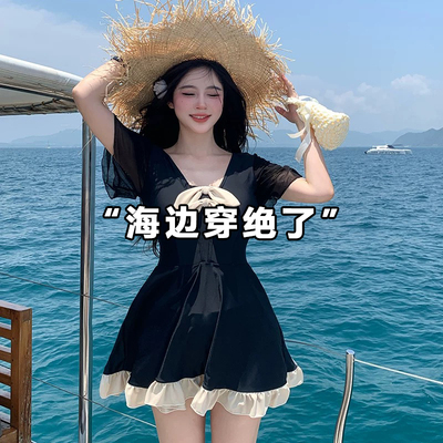 蝴蝶结泳衣女连体裙式保守高级感水上乐园海岛沙滩海边度假0107r