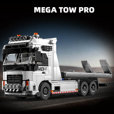 乐毅31068FH16卡车拖车平板车八格超跑积木赛车摆件拼装儿童玩具