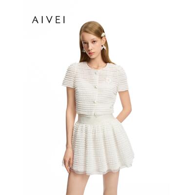AIVEI欣贺艾薇2026早秋新小香风短外套浪漫淑女蕾丝上衣XSV5W02S