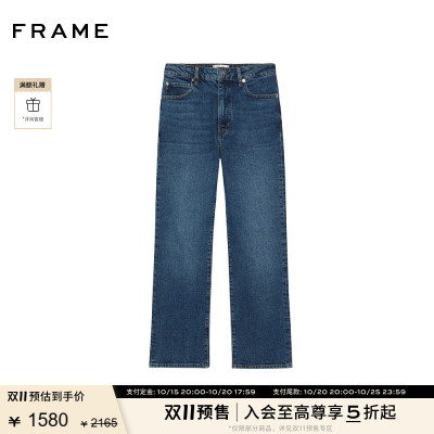 FRAME女士直筒中弹牛仔裤长裤 RULER CROP