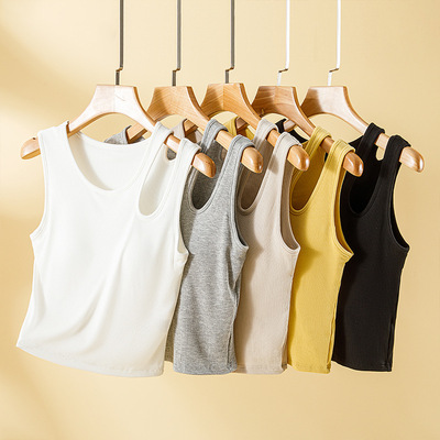 夏安若新款吊带背心女内搭带胸垫外穿文胸一体内衣短款独特别致