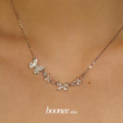 Boonee alus轻奢天然白川贝母蝴蝶项炼简约小众设计气质锆石锁骨
